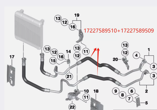 Engine Oil Cooler Line For BMW 550i 550i GT 550i 650i 17227589510 ...