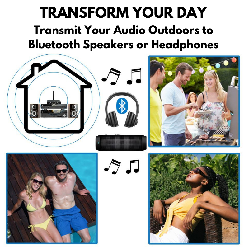 Bluetooth Transmitter Long Range Extender TV Headphones home stereo ...