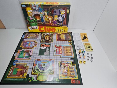 The Simpsons CLUE Board Game 2nd Edition 2002 Parker Bros 100% Complete ...
