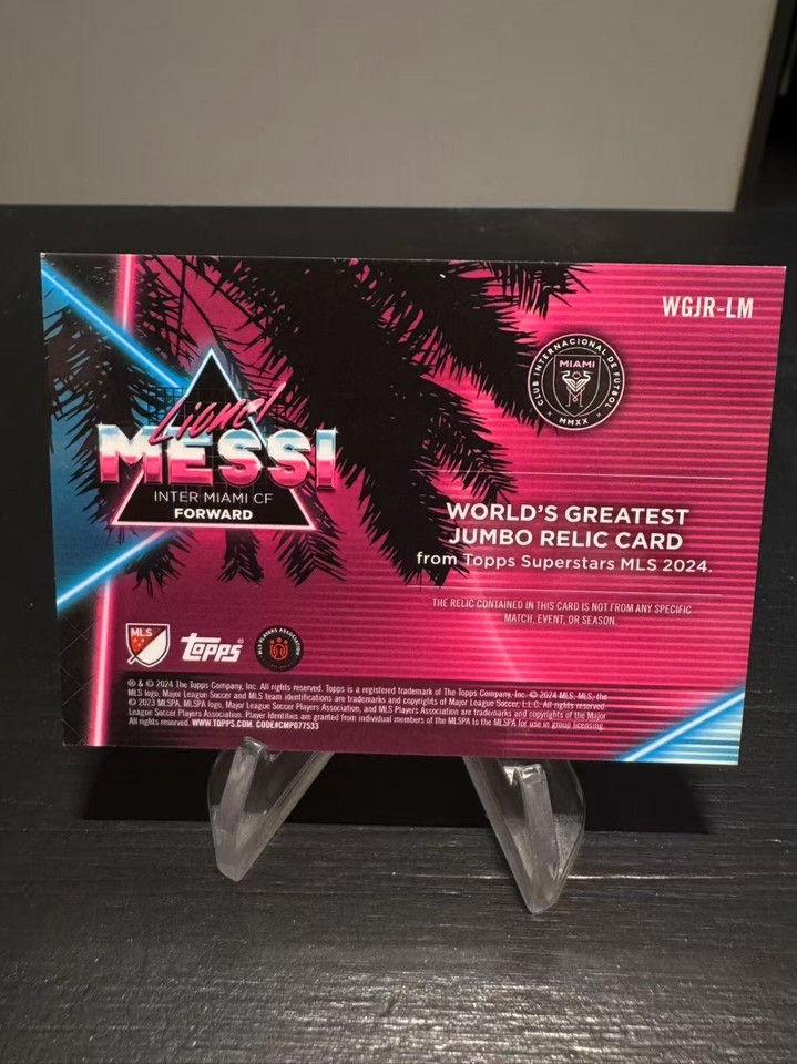 2024 TOPPS SUPERSTARS MLS LIONEL MESSI 7/10 JUMBO RELIC CARD INTER ...