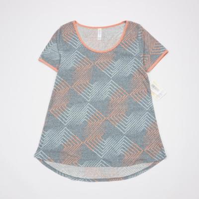 LuLaRoe Classic T Pullover Tunic Top Short Sleeve Peach Grey Geometric ...