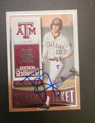 Tyler Naquin Autograph Signed 2015 Panini Contenders Texas A&M Aggies ...
