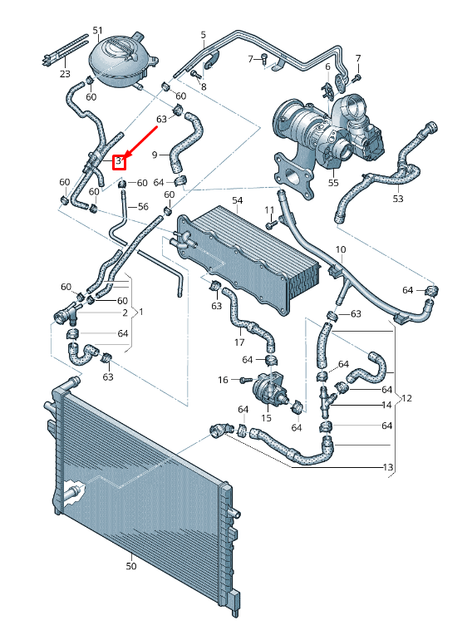2016 Volkswagen Golf Mk7 Turbo Coolant Water Pipe 04E122447BQ for sale ...