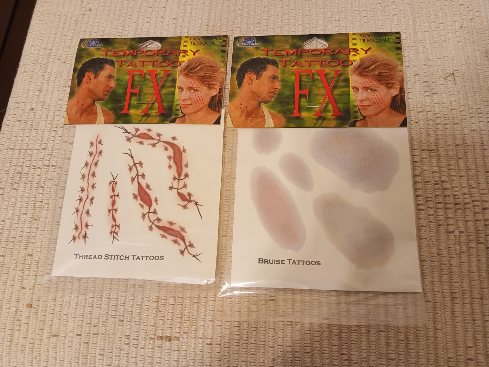 Lot 2 Tinsley Transfers FX Temporary Tattoo Scars Bruises Stitched Prof ...
