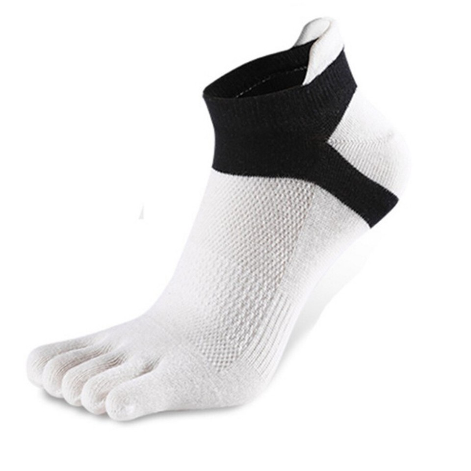 Mens Cotton Toe Socks Five Finger Solid Sport Ankle Breathe Low Cut ...