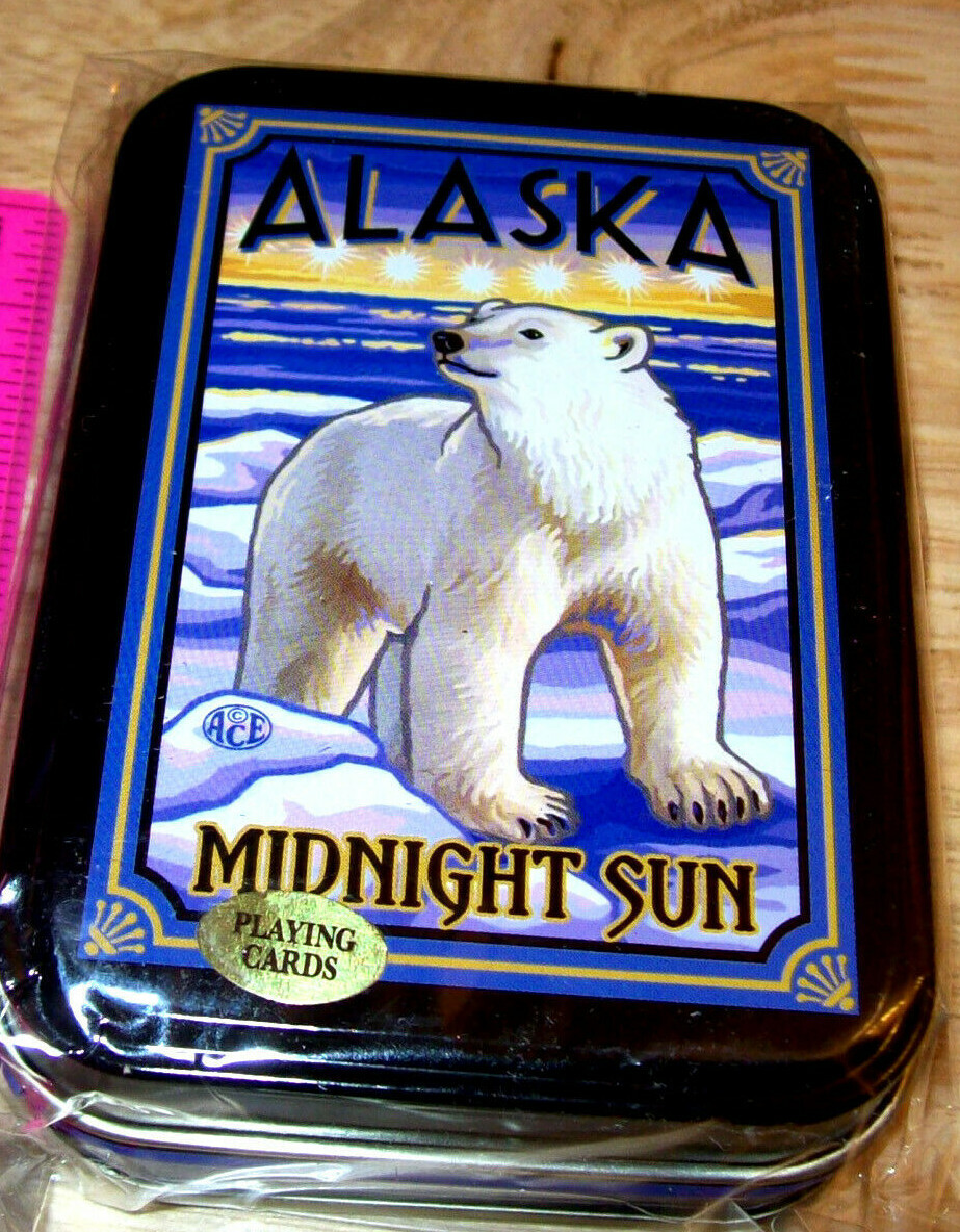 Alaska Playing Cards in Tin Case - Alaska Midnight Sun Polar Bear Cards ...