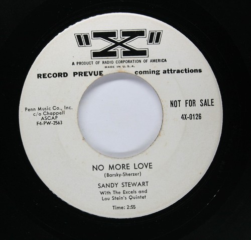 SANDY STEWART & EXCELS Teen Pop PROMO 45rpm No More Love b/w Johnny ...