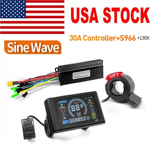36V 48V 30A E-bike Sine Wave Controller+S966 LCD Display+Thumb Throttle ...