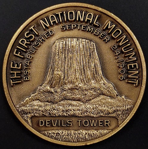 The First National Monument, Devils Tower bronze medallion! 51 mm dia ...