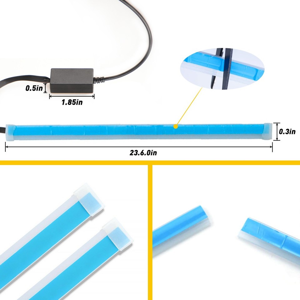 2PCS White/Amber Car Flexible Tube LED Strip Daytime Runnning Light ...