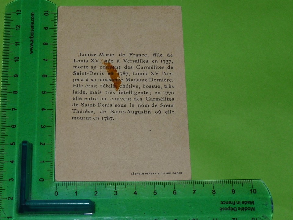 CHROMO 1890-1914 CHOCOLAT POULAIN LOUISE MARIE DE FRANCE FILLE DE LOUIS ...