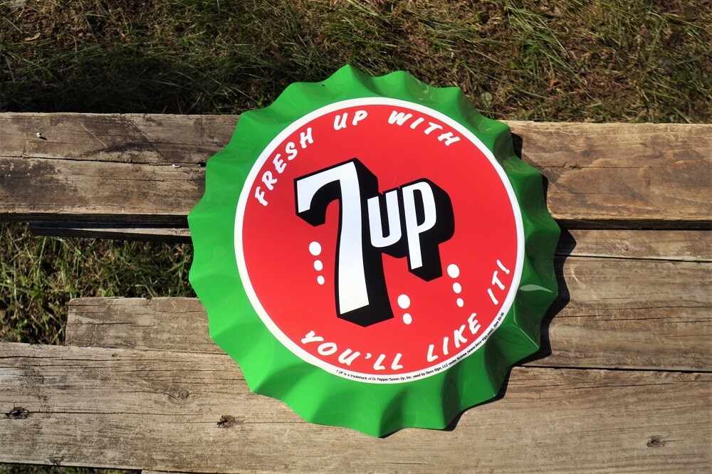 Fresh Up with 7-up Bottle Cap Tin Metal Sign - '60's Retro - You'll ...