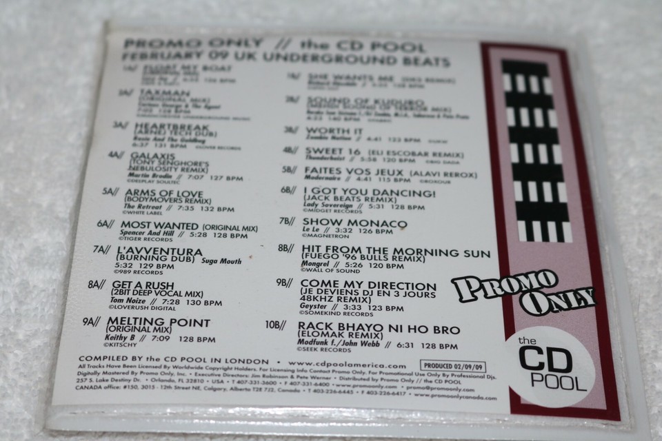 Promo Only The CD Pool UK Underground Beats February 2009 VG+ USA 2 CD ...