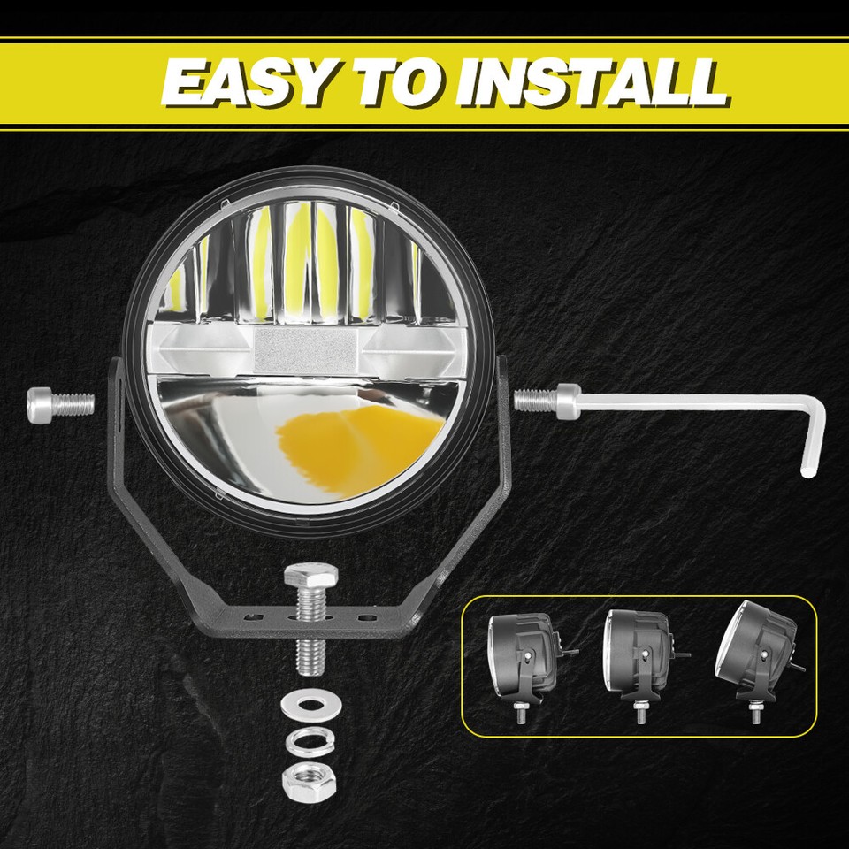 Pair 4" Round LED Fog Lights Driving Lamp Halo For Jeep Wrangler JK TJ ...