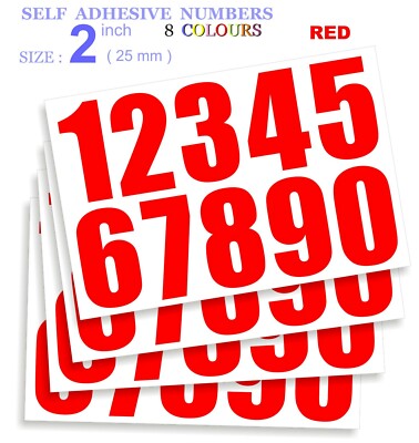2 Inch Vinyl Numbers * Self Adhesive * Peel & Stick* waterproof *40 in ...