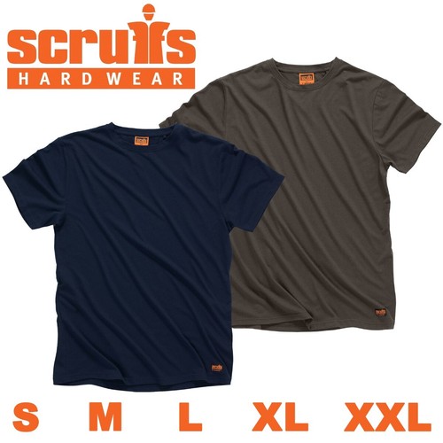 SCRUFFS Mens Plain Trade T Shirts (S-XXL) Lightweight Long Short Sleeve ...