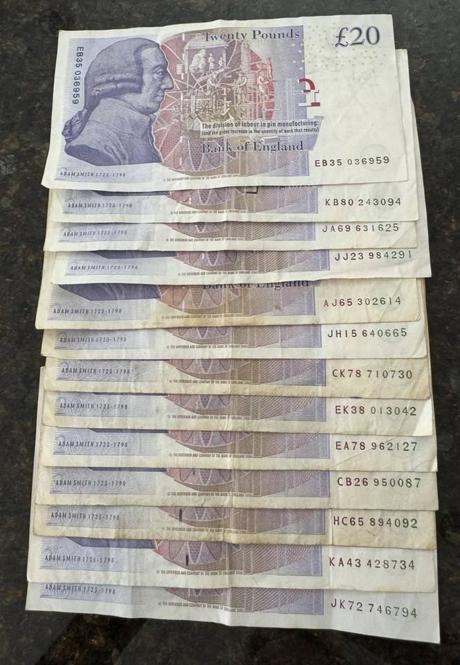 13 Great Britain Bank of England 20£ Pound Note Circulated Withdrawn ...