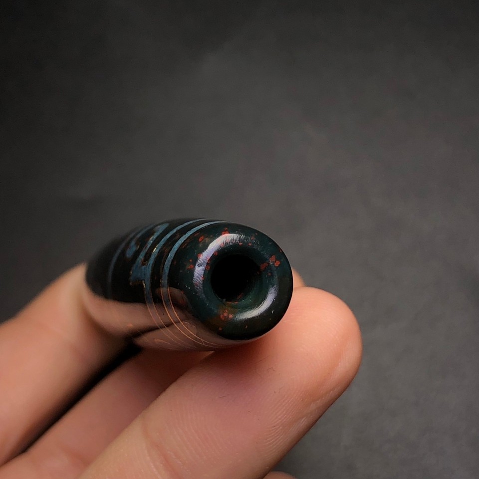 Tibetan Buddhism Agate Inlaid Gold Wire 3 Eye Faqi Dzi Bead Amulet ...