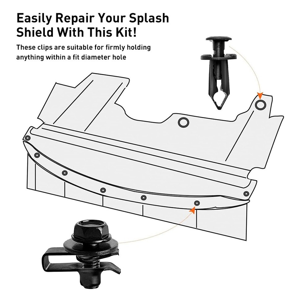 Engine Splash Guard Shield Bumper Hardware Kit Body Bolt Screw U-nut ...