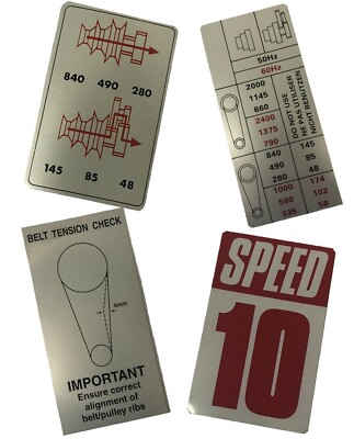 Instruction Plate Speed Plate And Speed 10 Nameplates New - From Myford ...