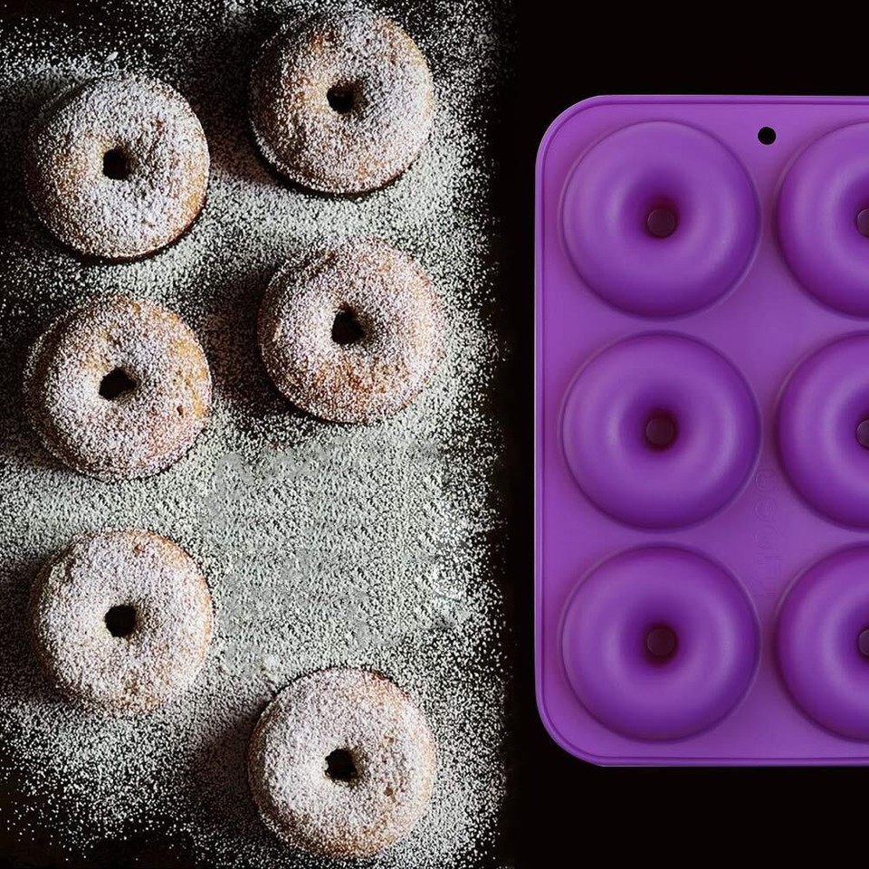 6-Cavity Silicone Donut Mold Silicone Bagel Mold Non-Stick Donut Mold ...