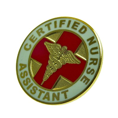 CNA Certified Nurse Assistant Lapel Pin Red Cross Gold Caduceus Medical ...