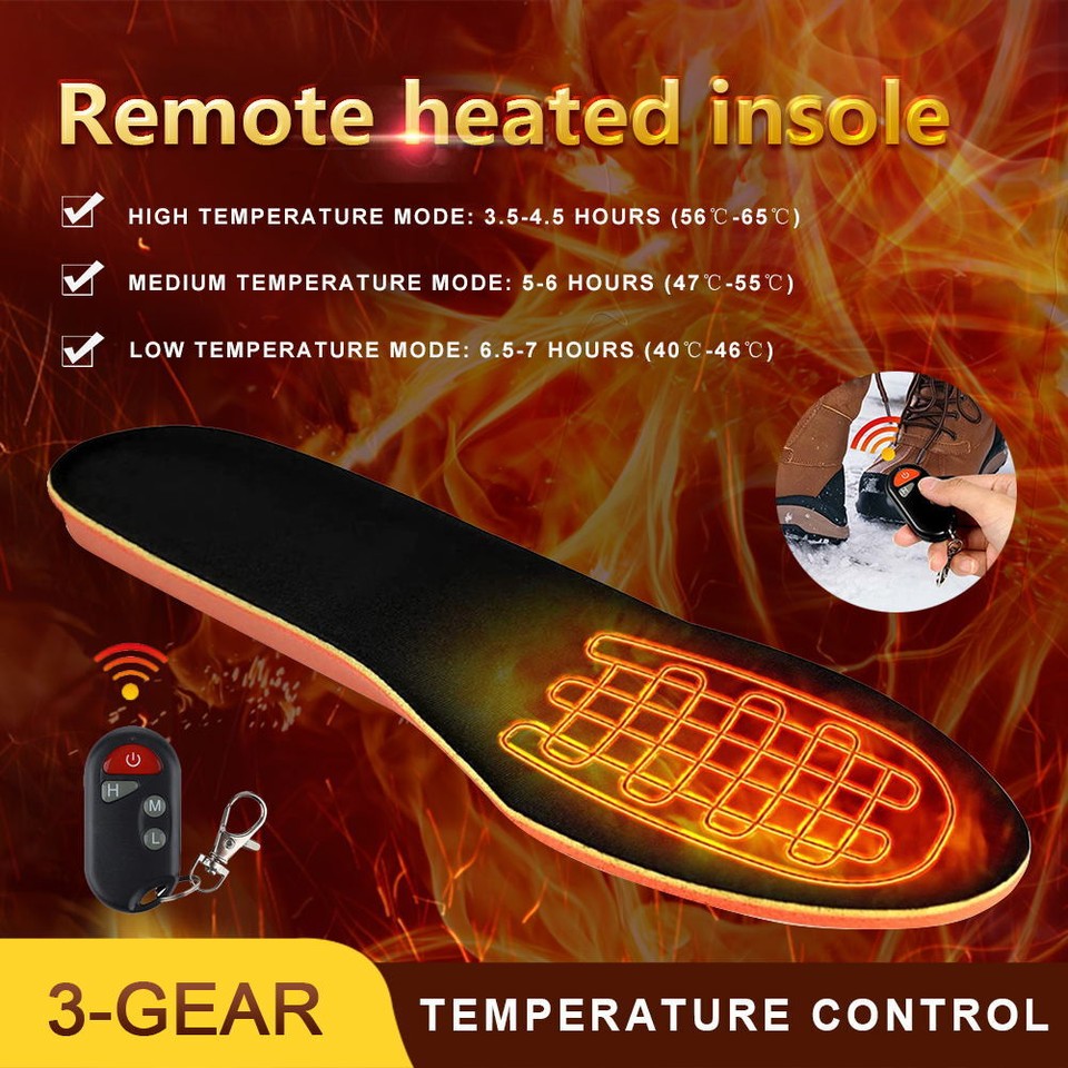 Winter Electric Heated Insoles USB Rechargeable Foot Warmer With Remote ...