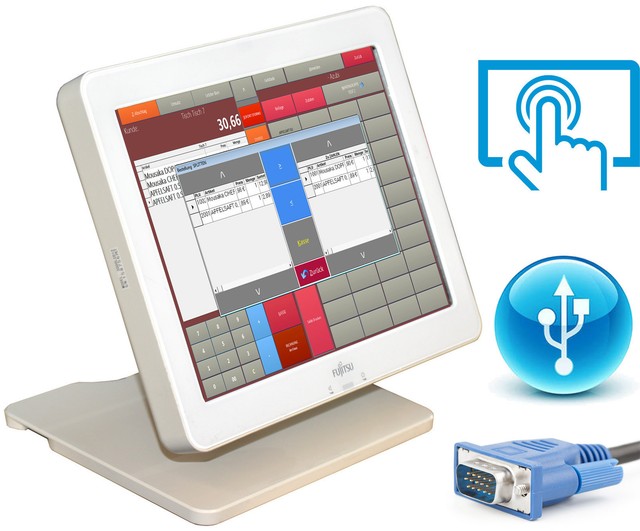 30cm 12" Touch Screen Monitor Fujitsu 3000LCD12 Black USB Powered ...