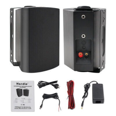 Herdio 200W 4" Bluetooth Speakers Outdoor Indoor Waterproof Wall Mount ...