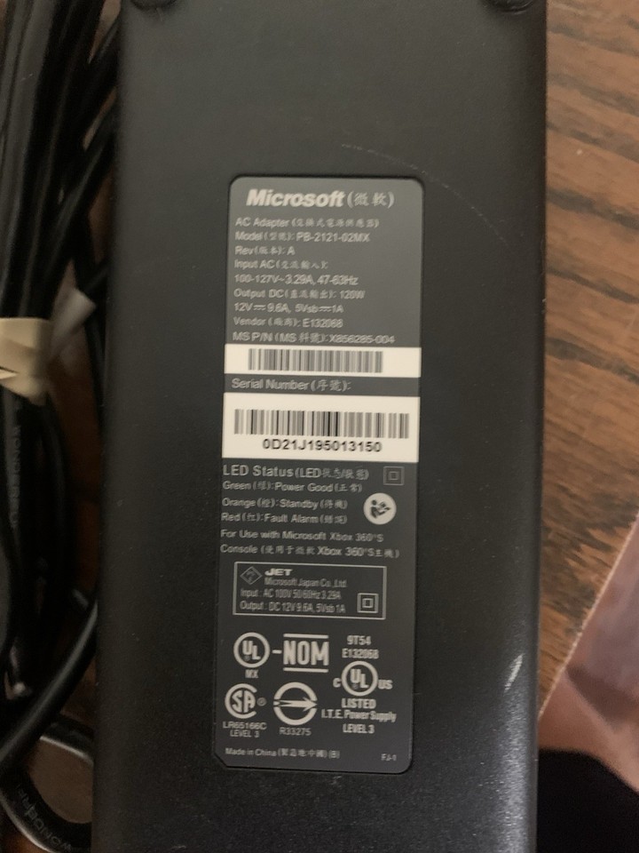 Genuine OEM Microsoft Xbox 360 Slim S Power Supply AC Adapter- Tested ...