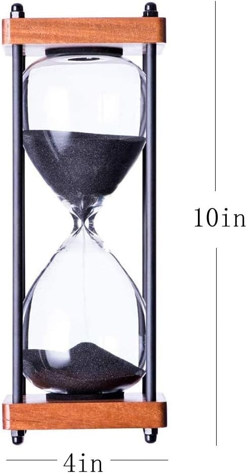 Decorative Hourglass One Hour 60 Minute Timer Wooden Stand Black Sand ...