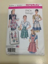 Simplicity Sewing Pattern 1221 1940s Vintage Misses' Aprons Uncut for ...