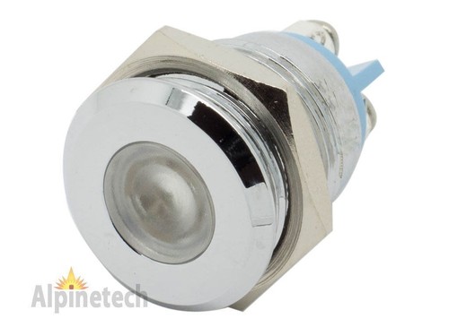 PL16-W ATI 16mm 5/8" White 12V LED Metal Indicator Pilot Dash Light ...