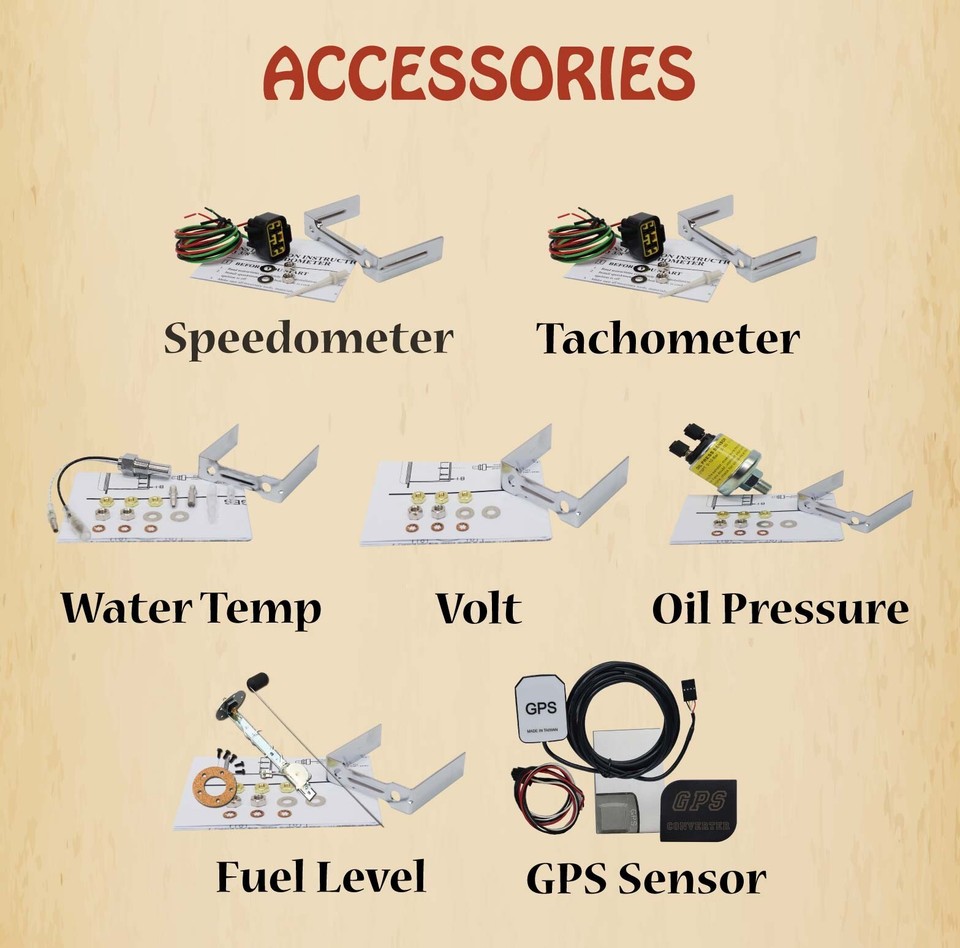 MOTOR METER RACING VD 6 Gauge Set GPS Speedometer KMH °C BAR White LED ...