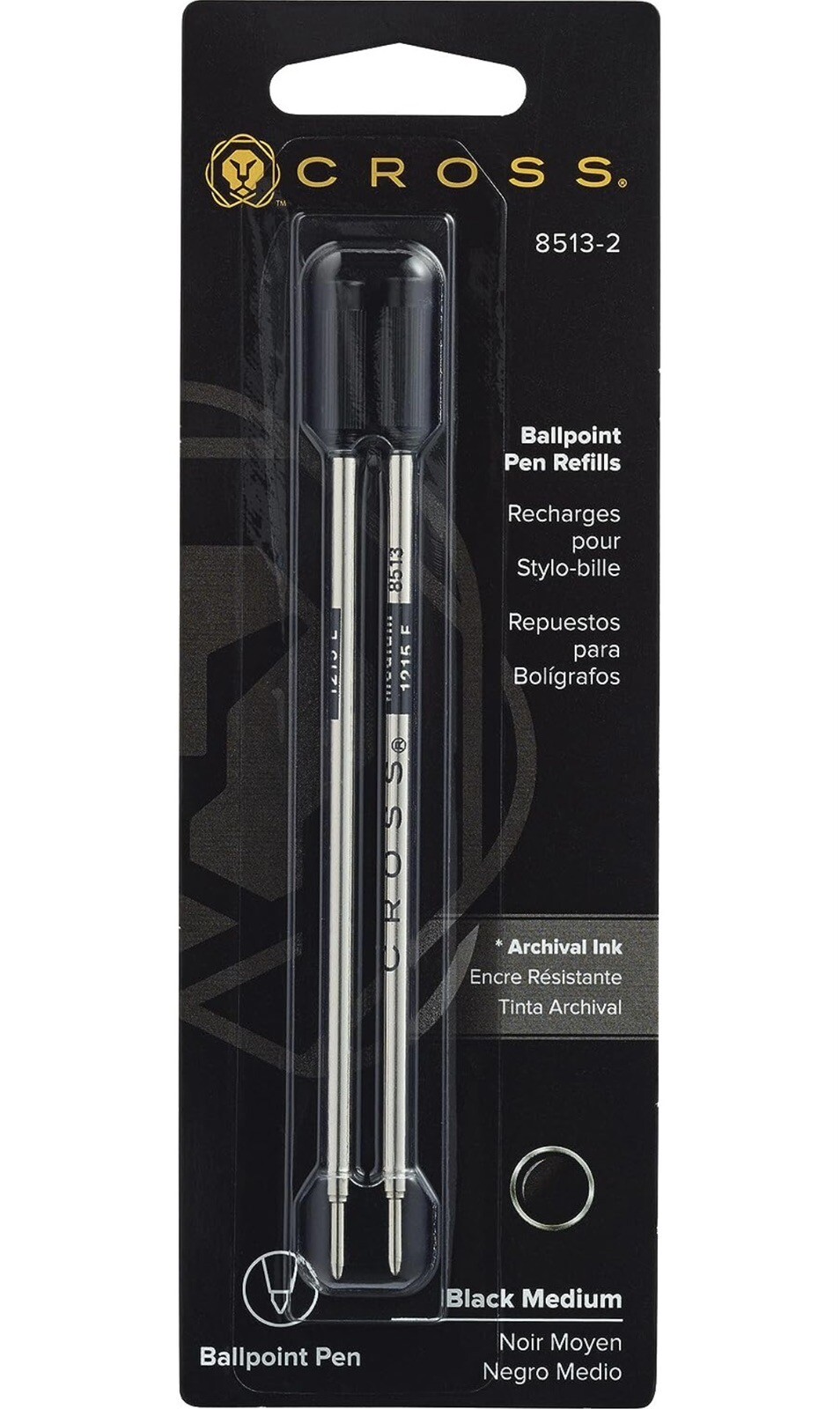 NEW STOCK Cross 8513-2 Lot of 2 Packs of 2 Black Medium Ballpoint Pen 4 ...