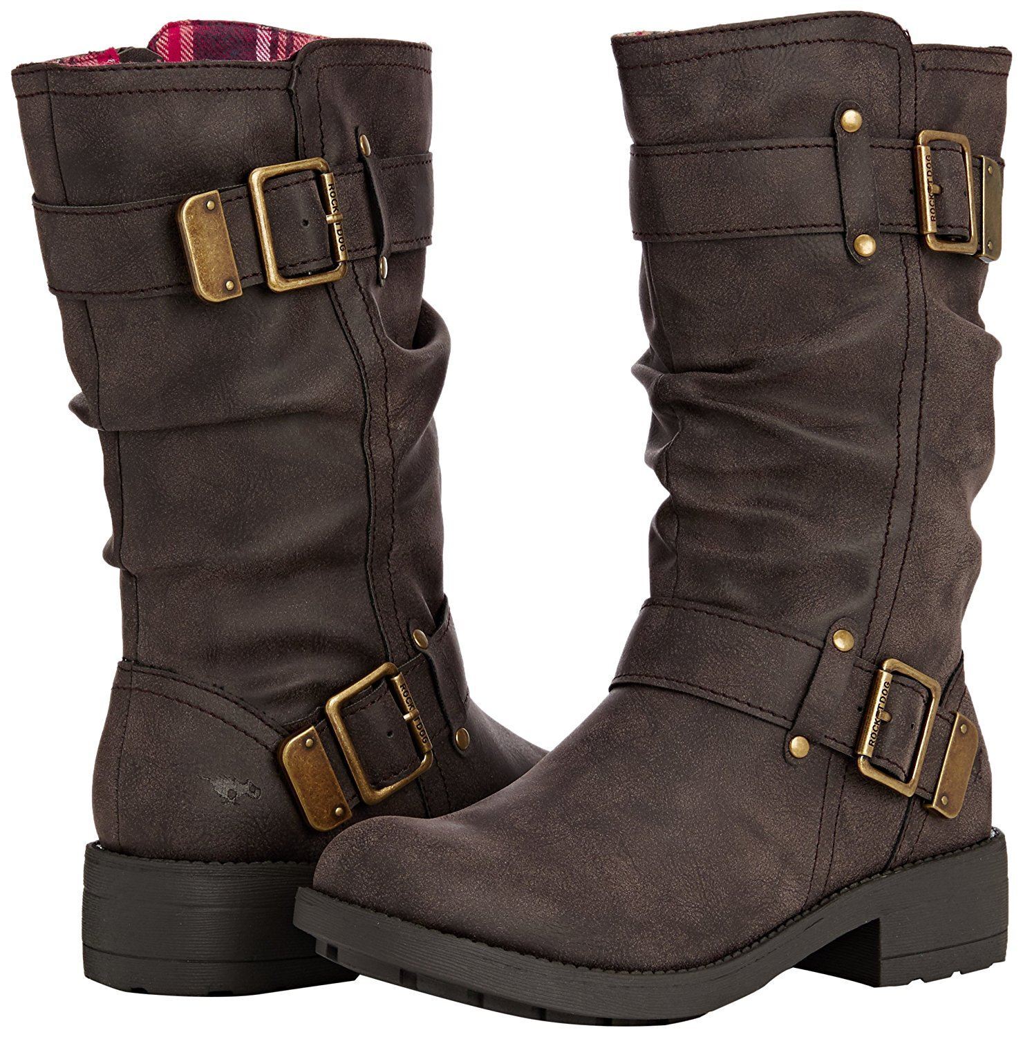 Rocket Dog Trumble Brown Womens Mid Calf Biker Boots | eBay UK