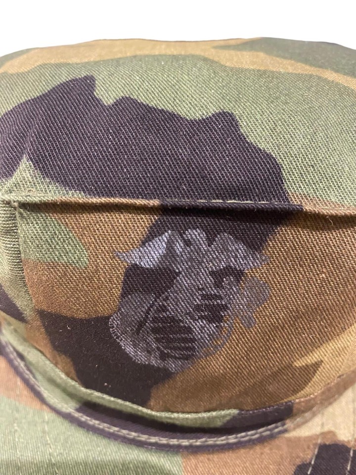USMC US MARINES M81 WOODLAND 8 POINT UTILITY CAP COVER. EGA EMBLEM ...