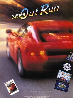 Turbo Out Run Classic Arcade Game Sega Master Genesis Promo Ad Art ...