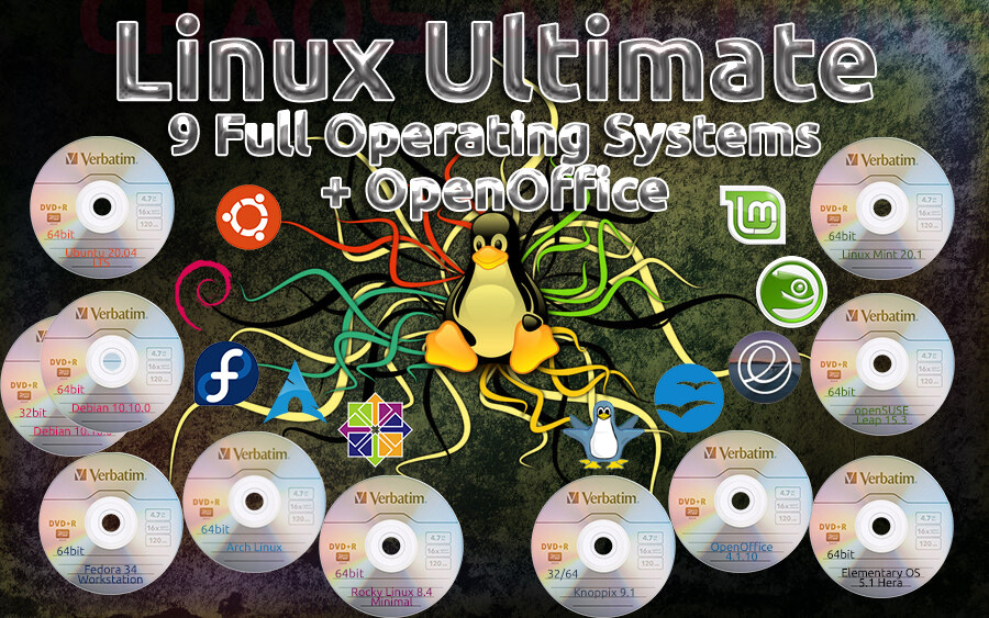 LINUX ULTIMATE COLLECTION 9 Full Operating Systems + OpenOffice | eBay