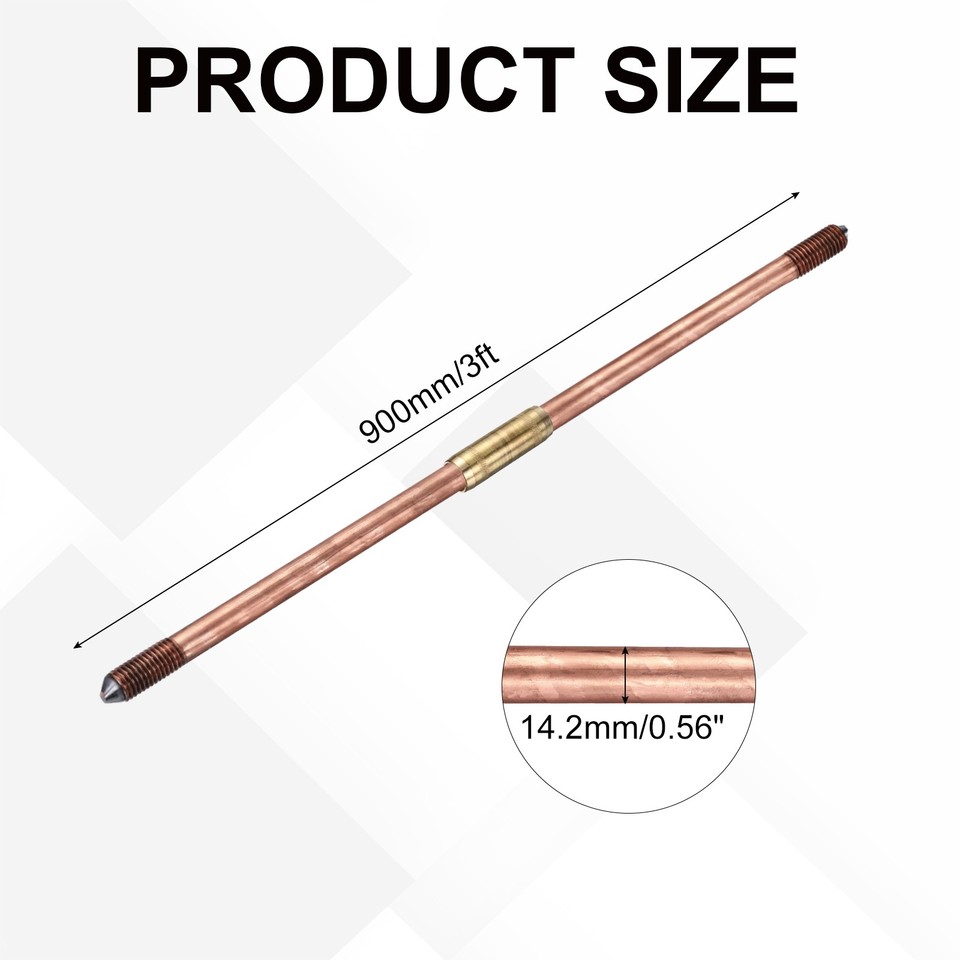 3ft Copper Grounding Rod - 3/5" Diameter with Ground Rod Clamp | eBay