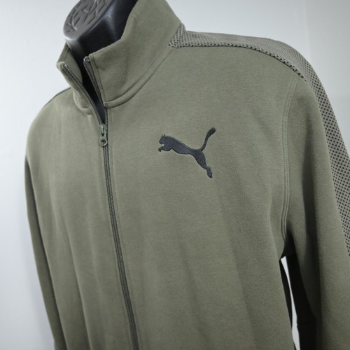 Puma Full Zip Jacket Green Performance Cotton Blend W/ Pockets Mens ...