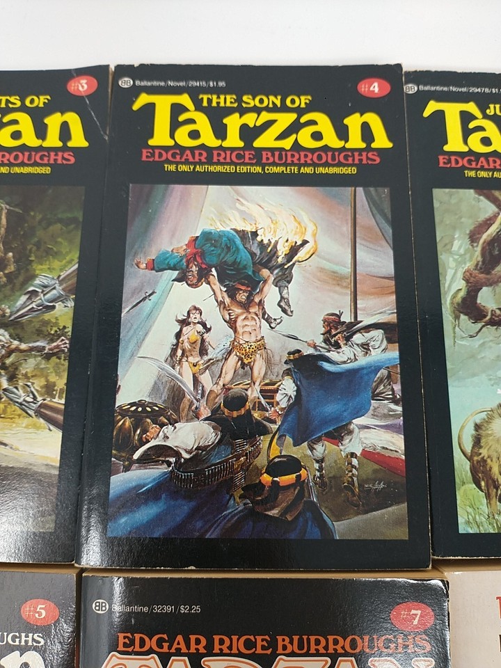 Edgar Rice Burroughs Tarzan Lot of 7 Vintage Ballantine Sci-Fi Pulp ...