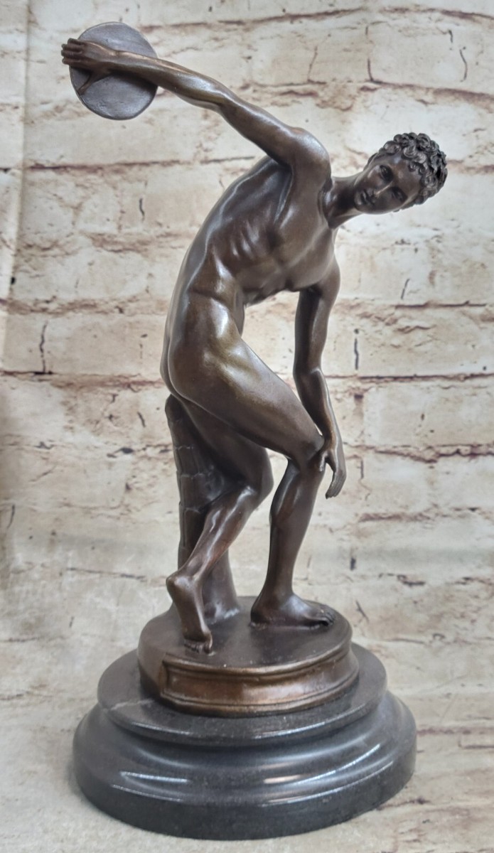 Metal Art Sculpture Discus Thrower Athlete Bronze Figurine Discobolus