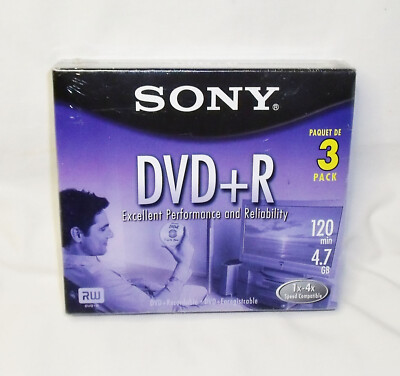 Sony DVD+R 120 Min 1x-4x 4.7 GB 3DPR47L2 3-Pack Blank Media | eBay