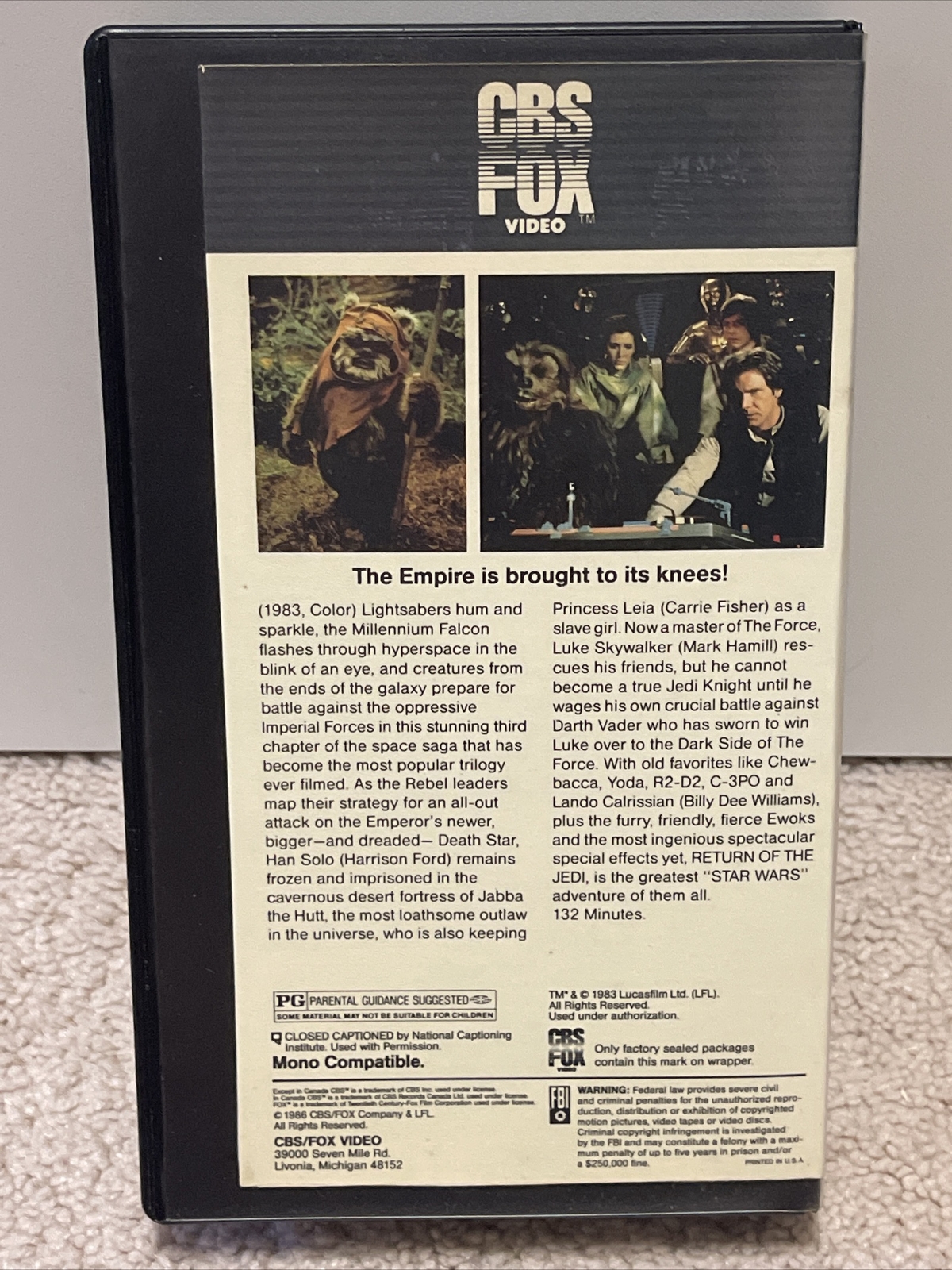 Vintage Star Wars CBS FOX Red Label VHS Trilogy Tapes Hi-Fi 1984-1986 ...