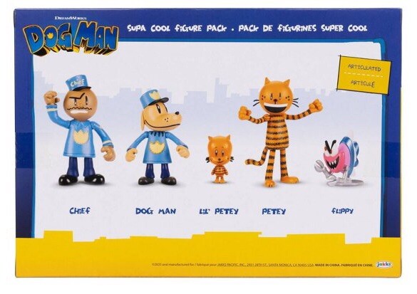 Dog Man Movie 5-Pack 3" Figures Set Dog Man, Chief, LiL' Petey, Flippy ...
