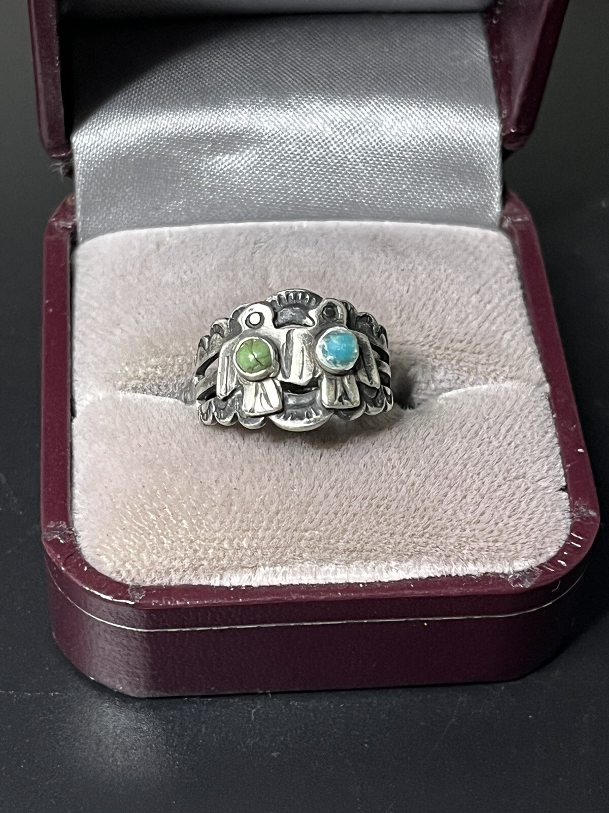 Antique southwestern native symbols ring Size 4.75 - Gem
