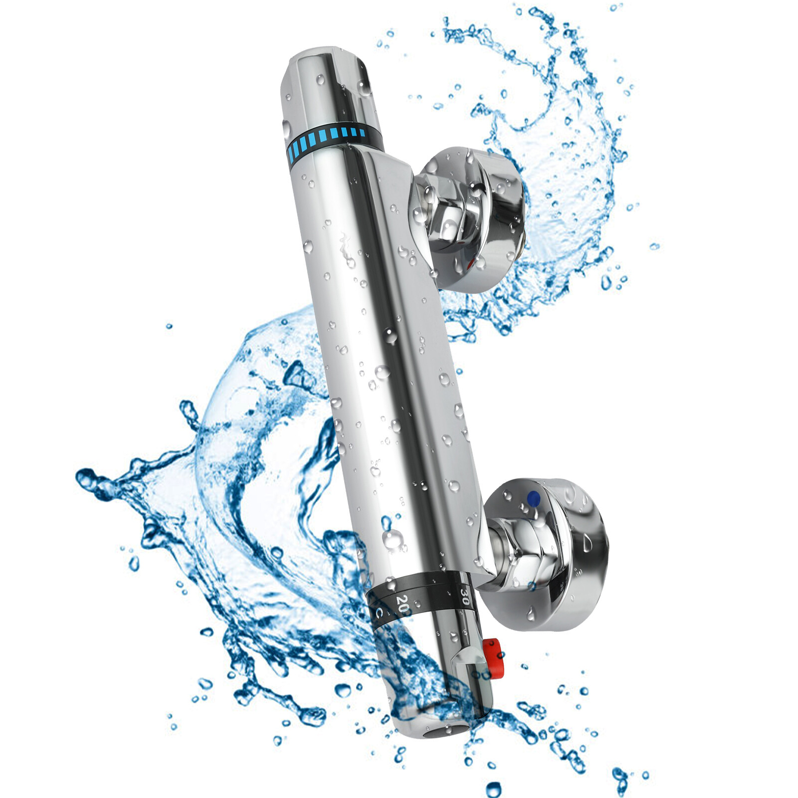 Chrome Thermostatic Shower Mixer Wall Mounted Hot & Cold Water Mixer ...