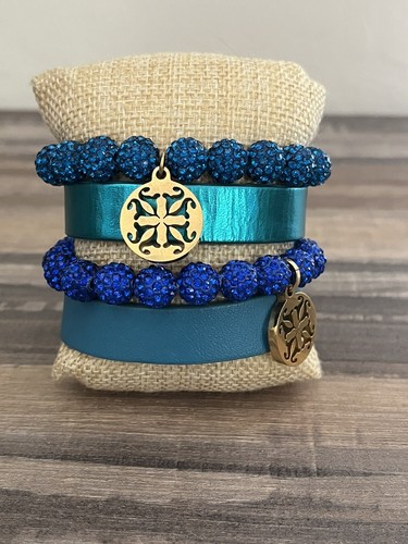 Rustic Cuff Blue Bracelet Lot Of 4, Buckle, Crystal Beaded | eBay