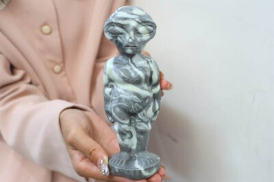 Natural Hand Carved Shellstone Aliens Reiki Crystal Skull Crysta decor ...